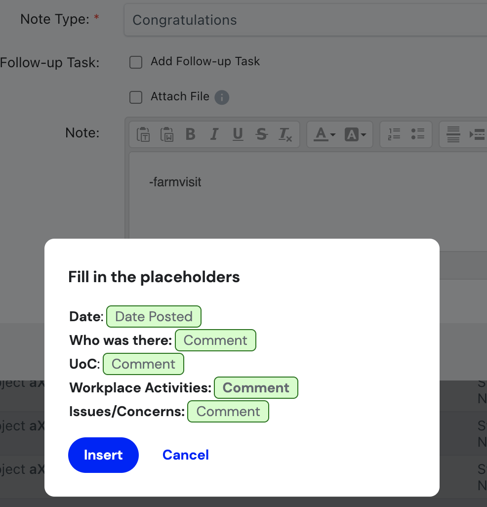 Templates for contact notes – aXcelerate Support