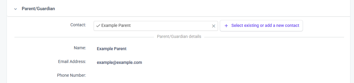Parent/Guardian Phone Number – aXcelerate Support